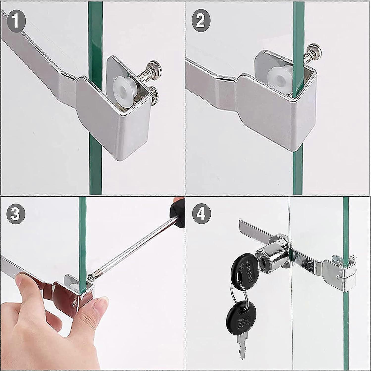 4 PCS Terrarium Lock Sliding Glass Door Lock with Key Sliding Glass ...