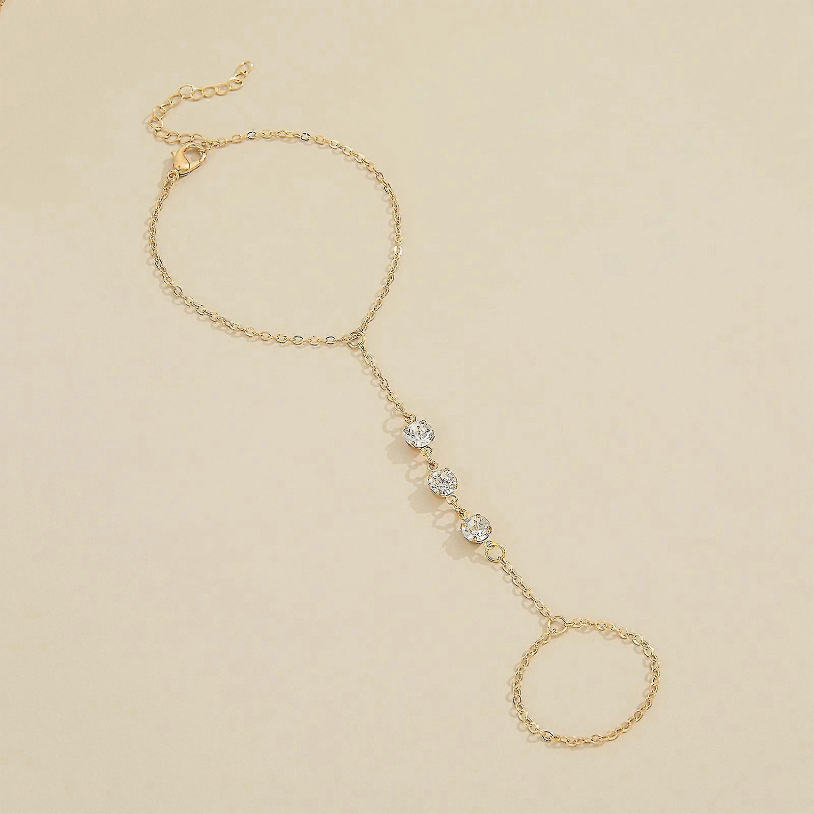 Glinting Crystal Hand Harness Bracelet Linked Finger Bracelet Finger ...
