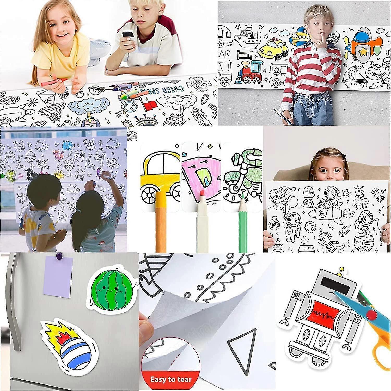 Children's Drawing Roll, Coloring Paper Roll For Kids, Sticky Color ...