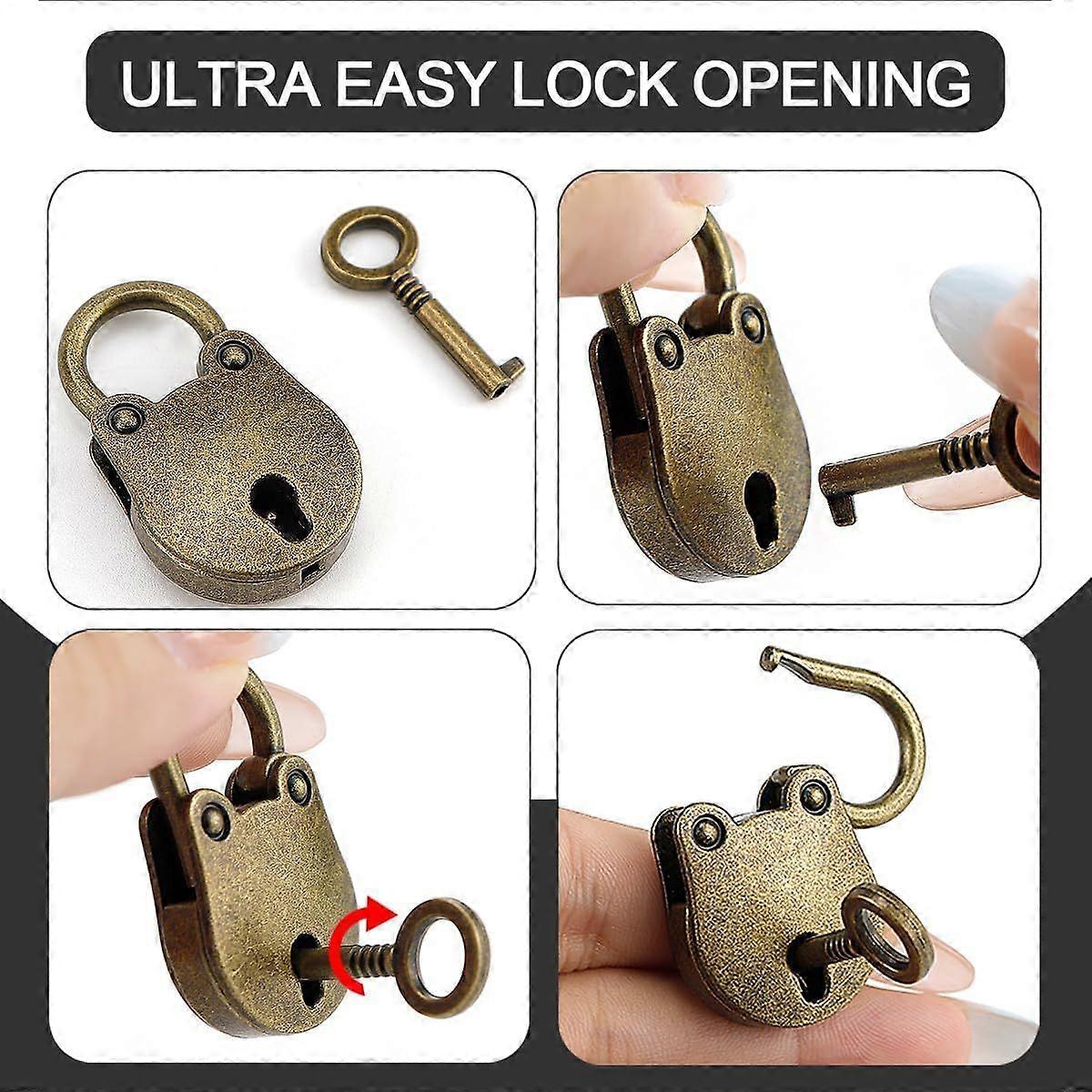 3Set Vintage Padlock Lock Mini Bear Shaped Padlock with Keys,Small ...