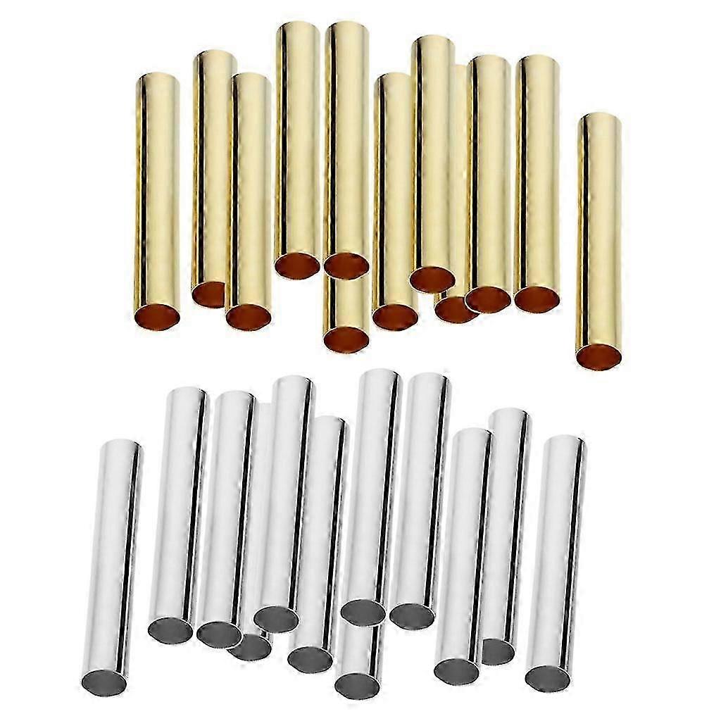 100Pcs Copper Straight Smooth Long Tube Beads 30mm, 4mm Golden | Fruugo UK