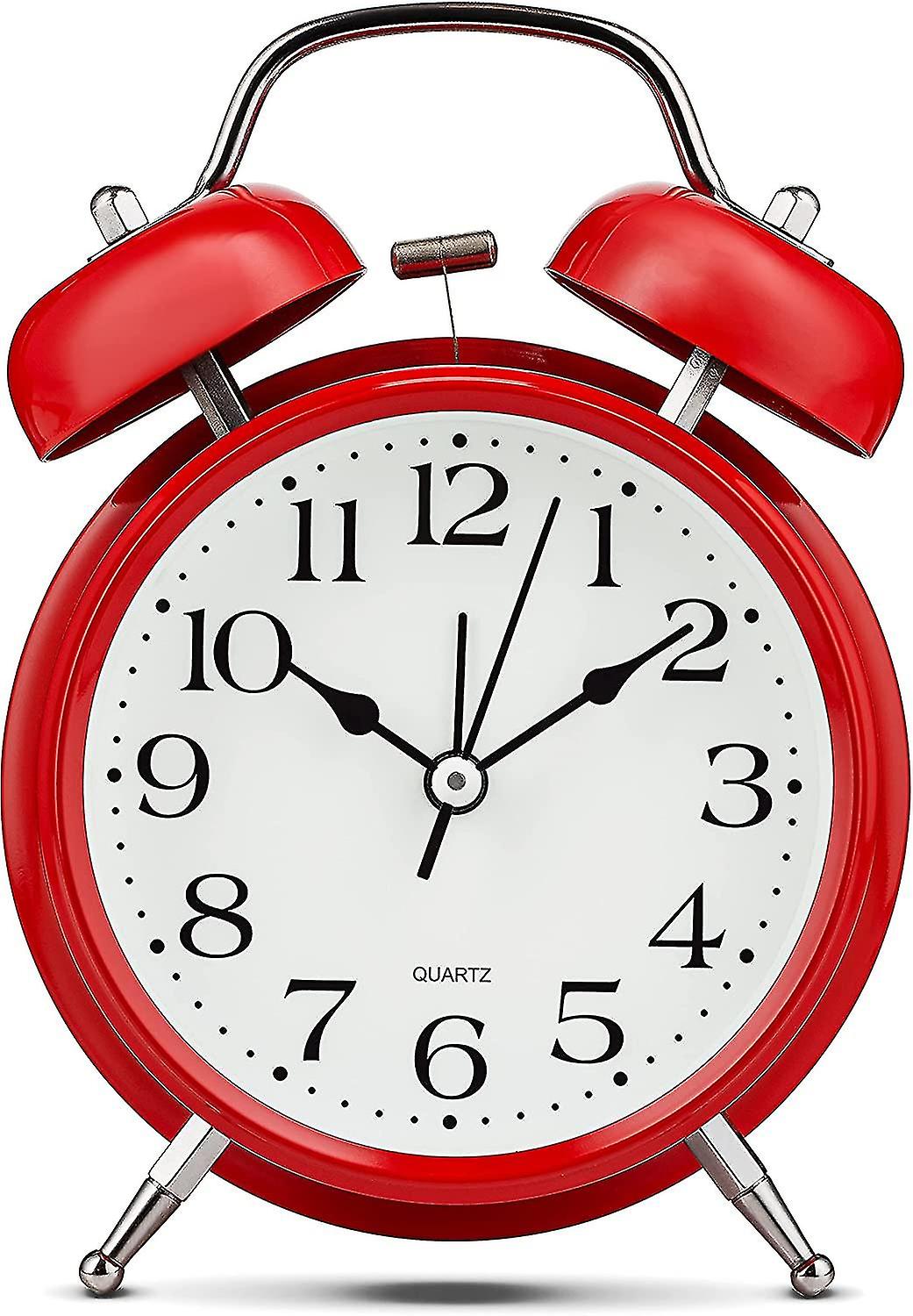 Analog Alarm Clock Extra Loud Twin Bells Retro White Silent Non-ticking ...