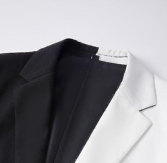 Men's Suit Black And White Color Blocking Suit Two-piece | Fruugo UK