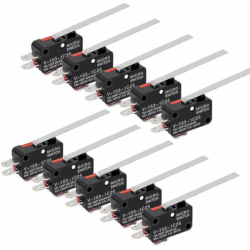 10 Pack Micro Limit Switch Hinge Lever Spdt 1no 1nc Momentary Long ...
