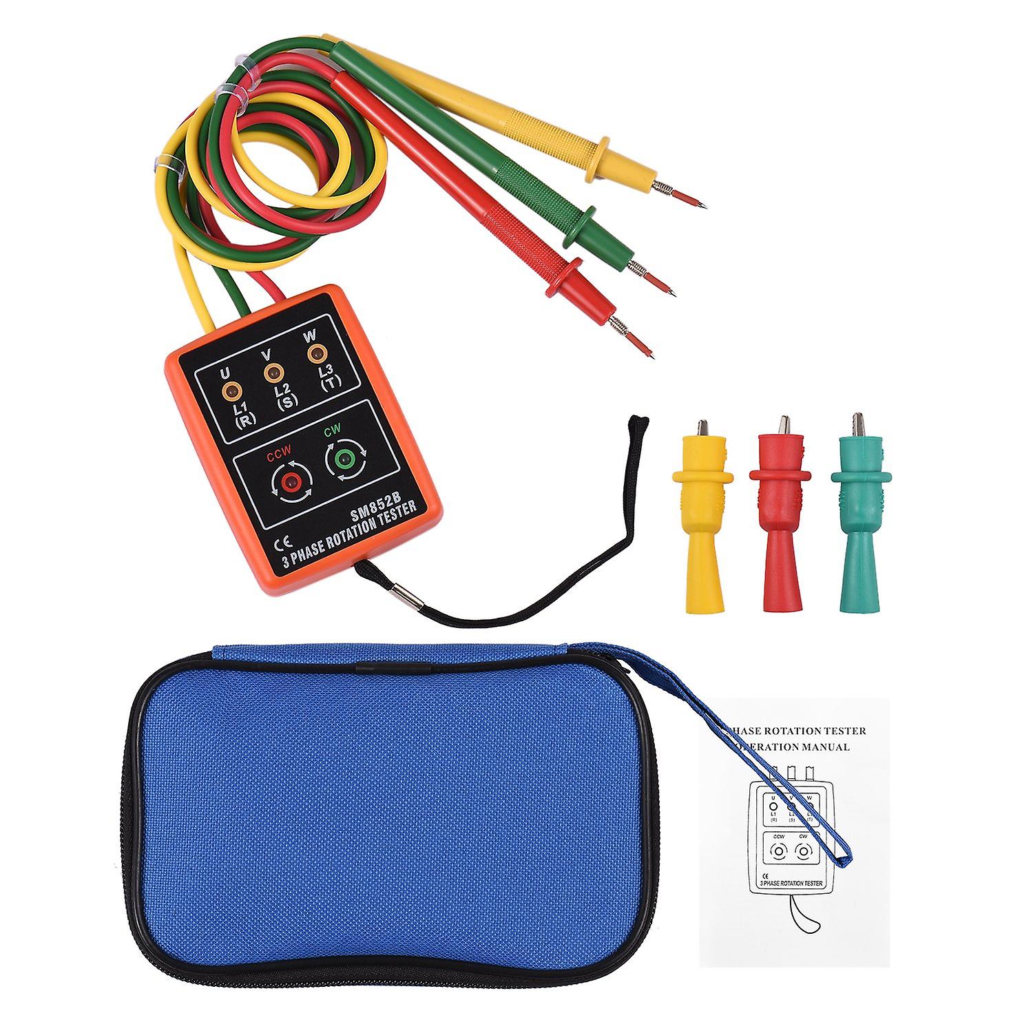 Phase Tester Portable 3 Phase Rotation Tester Phase-sequence Meter ...