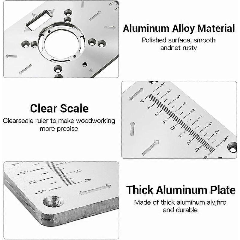 Aluminium router table insert plate 700C - With 4 insert rings - For ...
