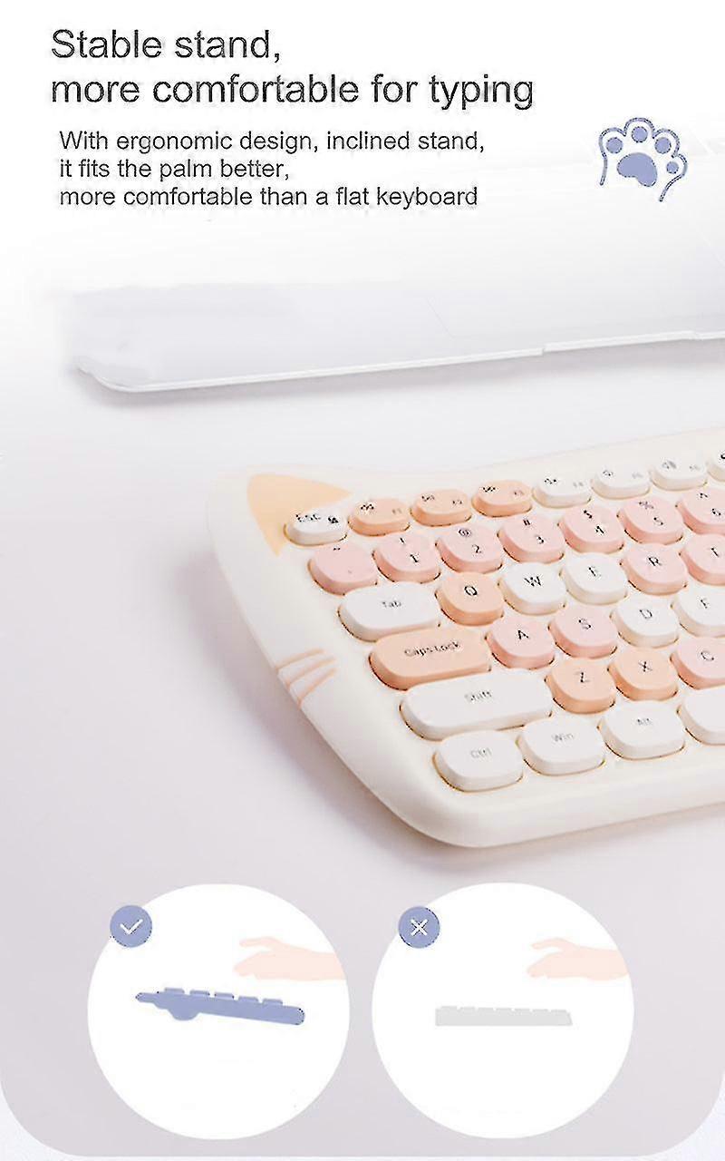 Lovely Cat 2.4g Wireless Mute Mini Keyboard Mouse Set Kit Girl Mix ...