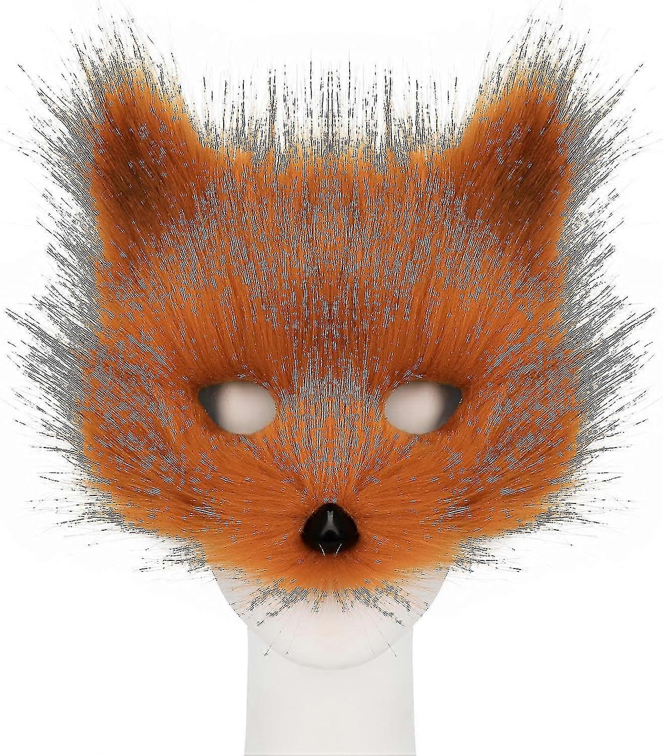 Faux Fur Fox Tail Cat Wolf Cosplay Costume Set Plush Mask Fluffy Paw ...