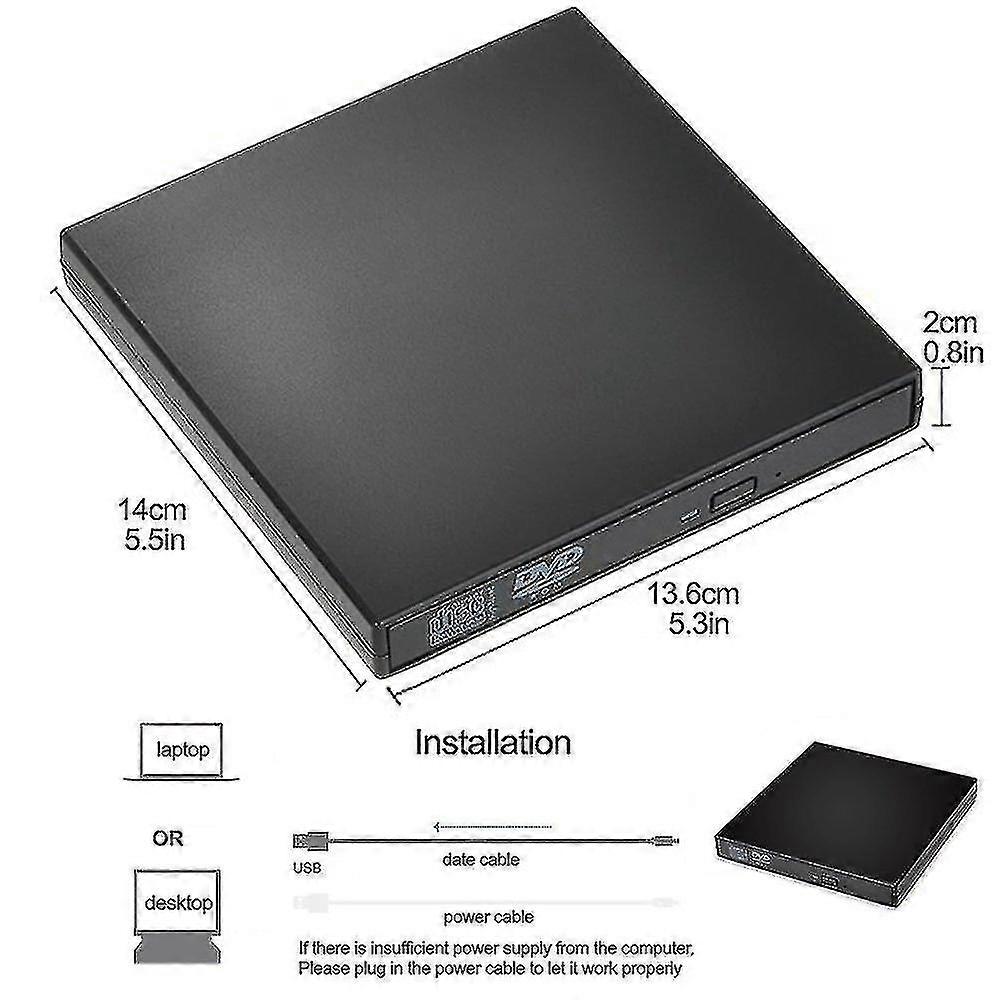 External Cd/dvd Drive, Usb 2.0 Slim Protable External Cd-rw Drive Dvd-rw Burner Burner Drive For ...