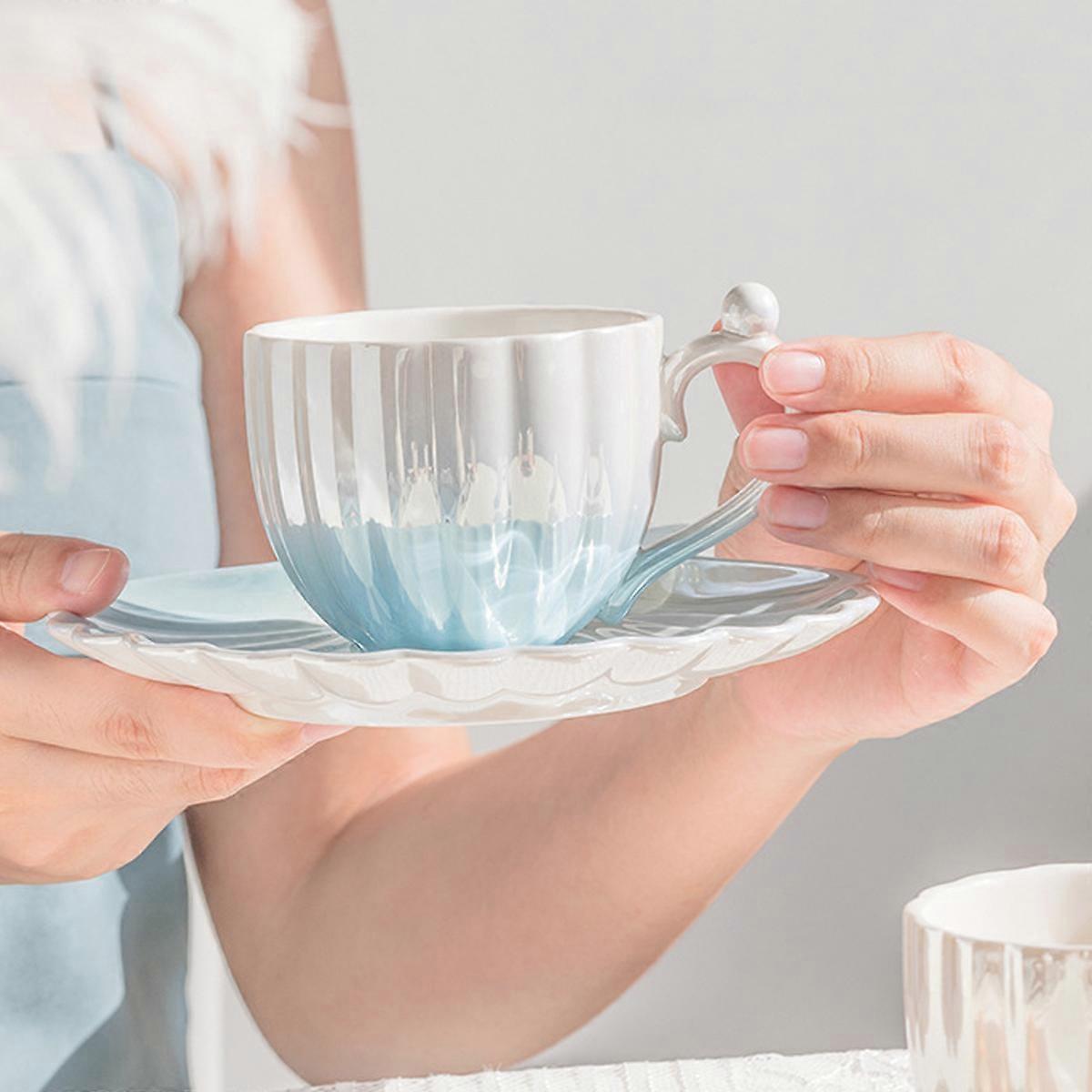 300ml pearl and shell coffee cups, shell-shaped dishes, creative coffee ...