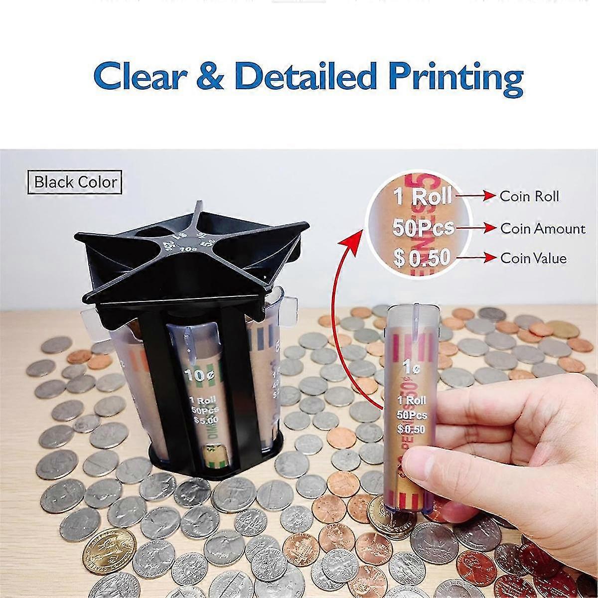 Coin Sorter Tube Coin Counter With Coin Wrappers,5-in-1 Change Sorter ...