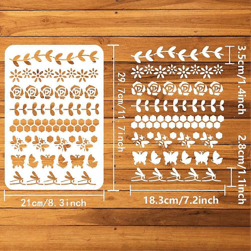 Spring Border Painting Stencil 8.3x11.7inch Floral Designs Border ...