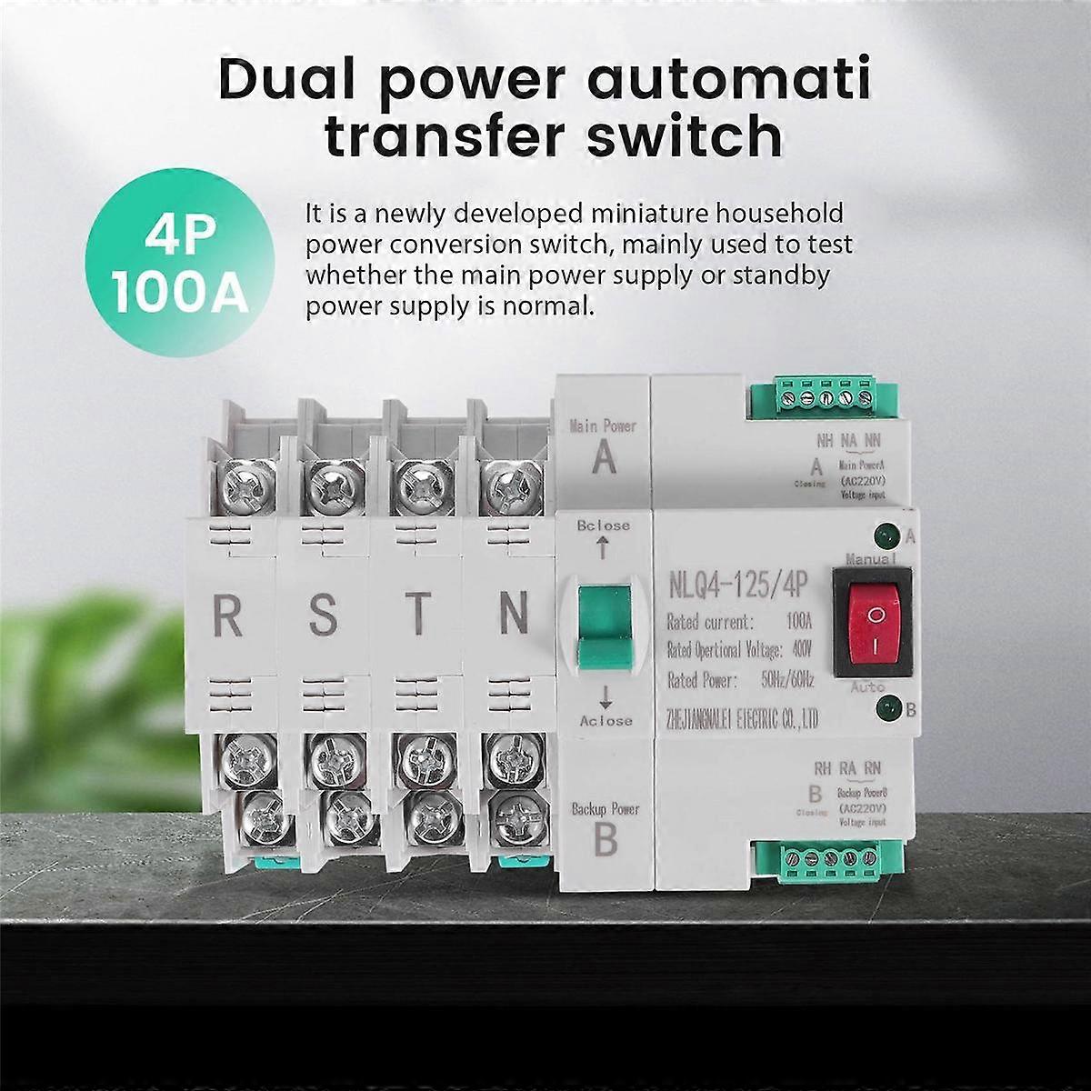MCB Type Dual Power Automatic Transfer Switch 4P 100A ATS Circuit ...