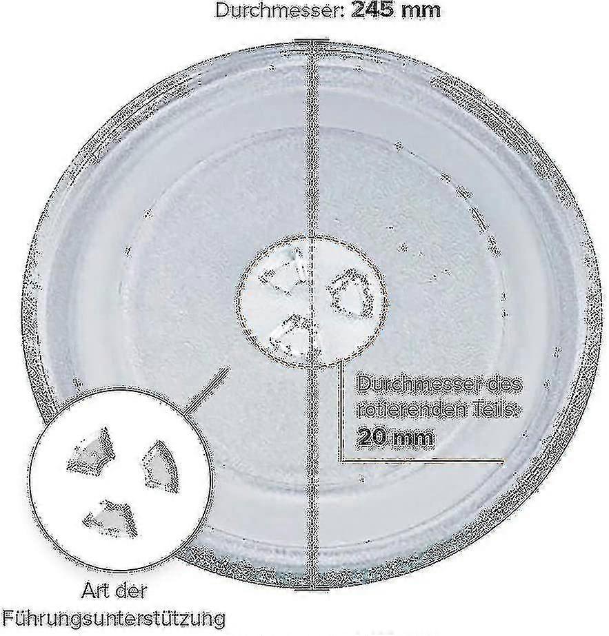 Universal Microwave Turntable Glass Plate With 3 Fixtures, 245 Mm ...