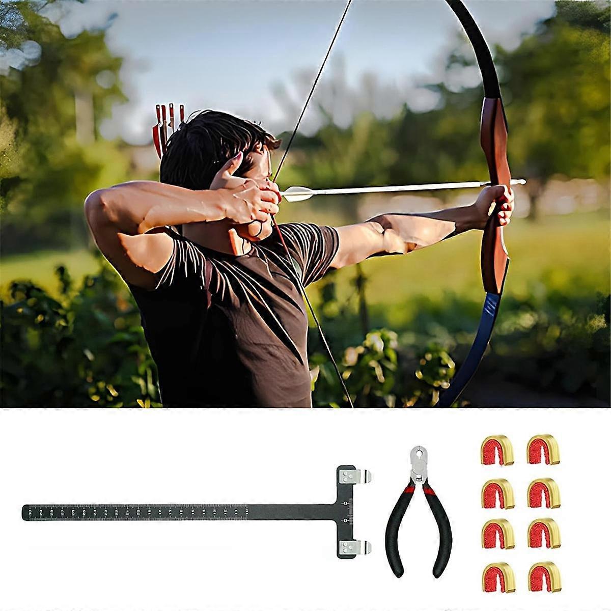 Bow String Nocking Points Set with T Square Ruler Nocking Buckle Pliers ...