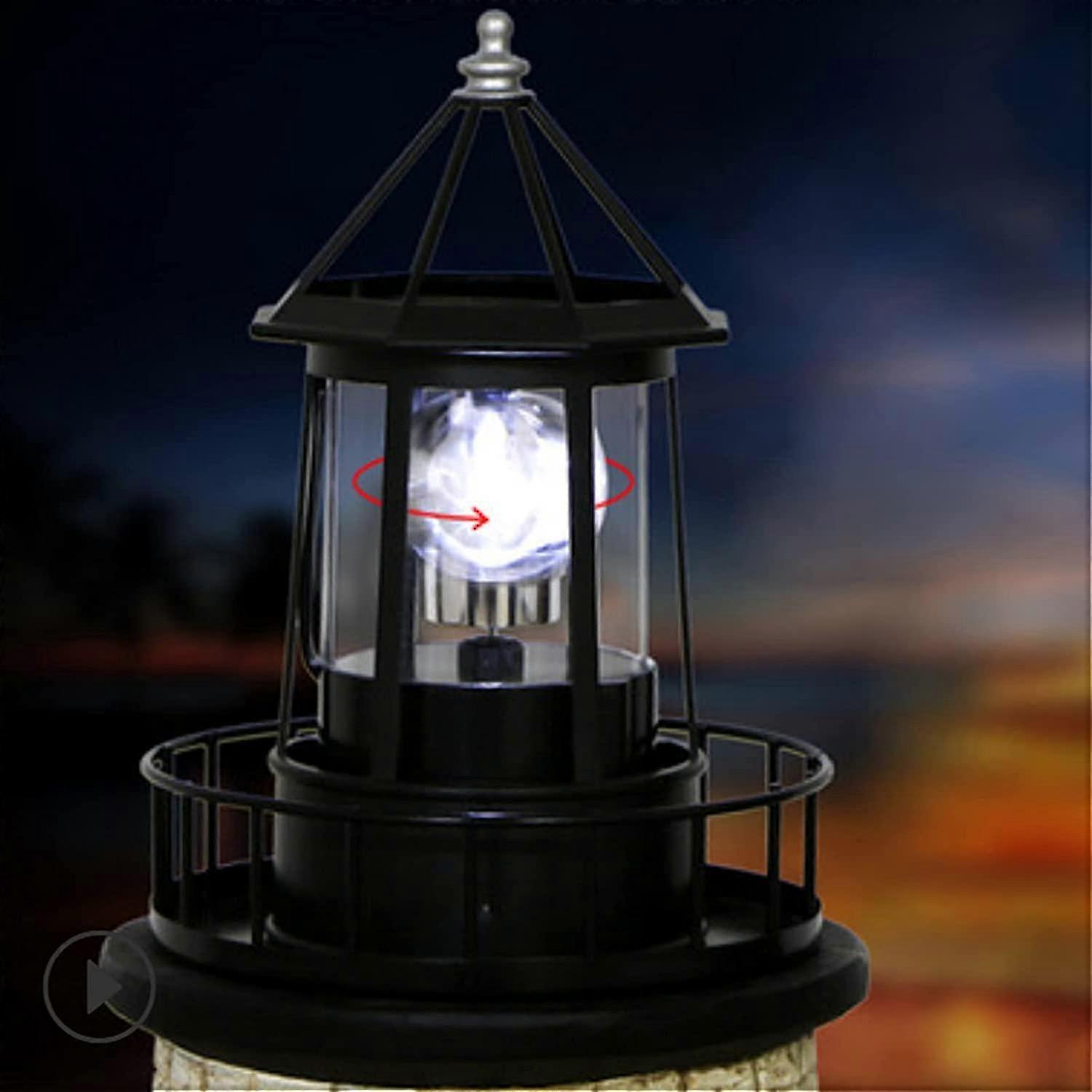 Led Solar Powered Lighthouse, 360 Degree Rotating Lamp Courtyard ...