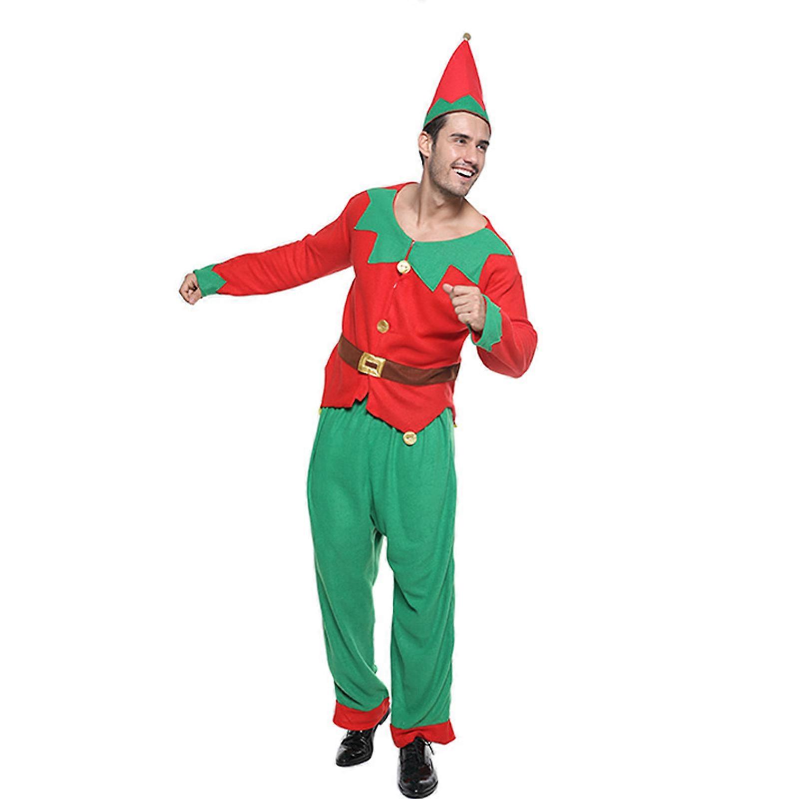 Women Men Christmas Elf Costume Elf Top, Trousers/Dress, Elf Hat ...