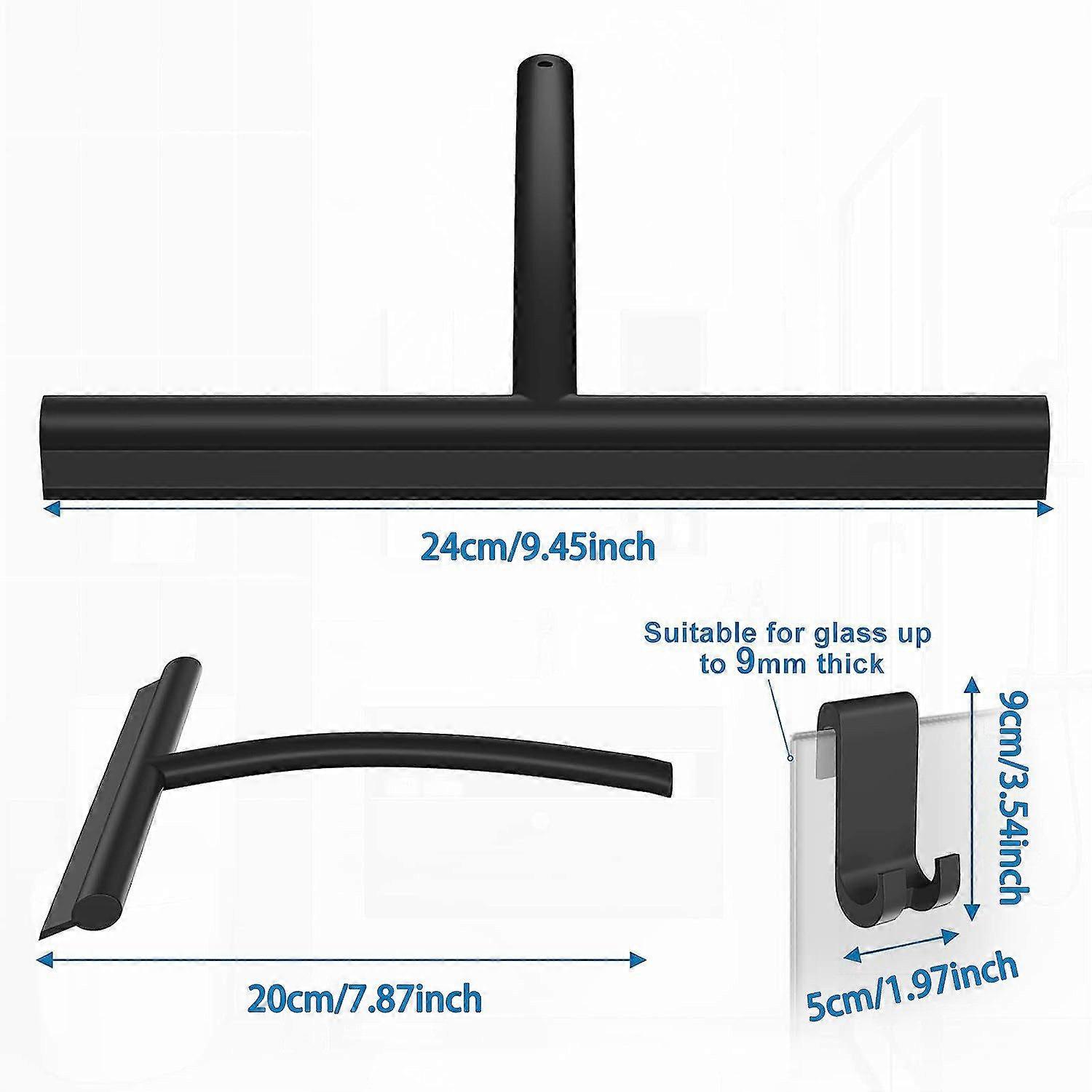 Water squeegee with holder, shower wiper without drilling 24CM, easy ...