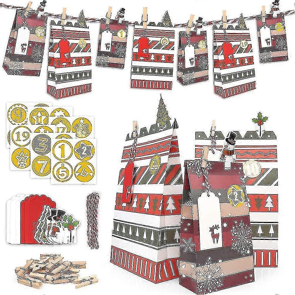 Adventskalender för att fylla stora, presentpapperspåsar för att fylla dig själv hantverk ...