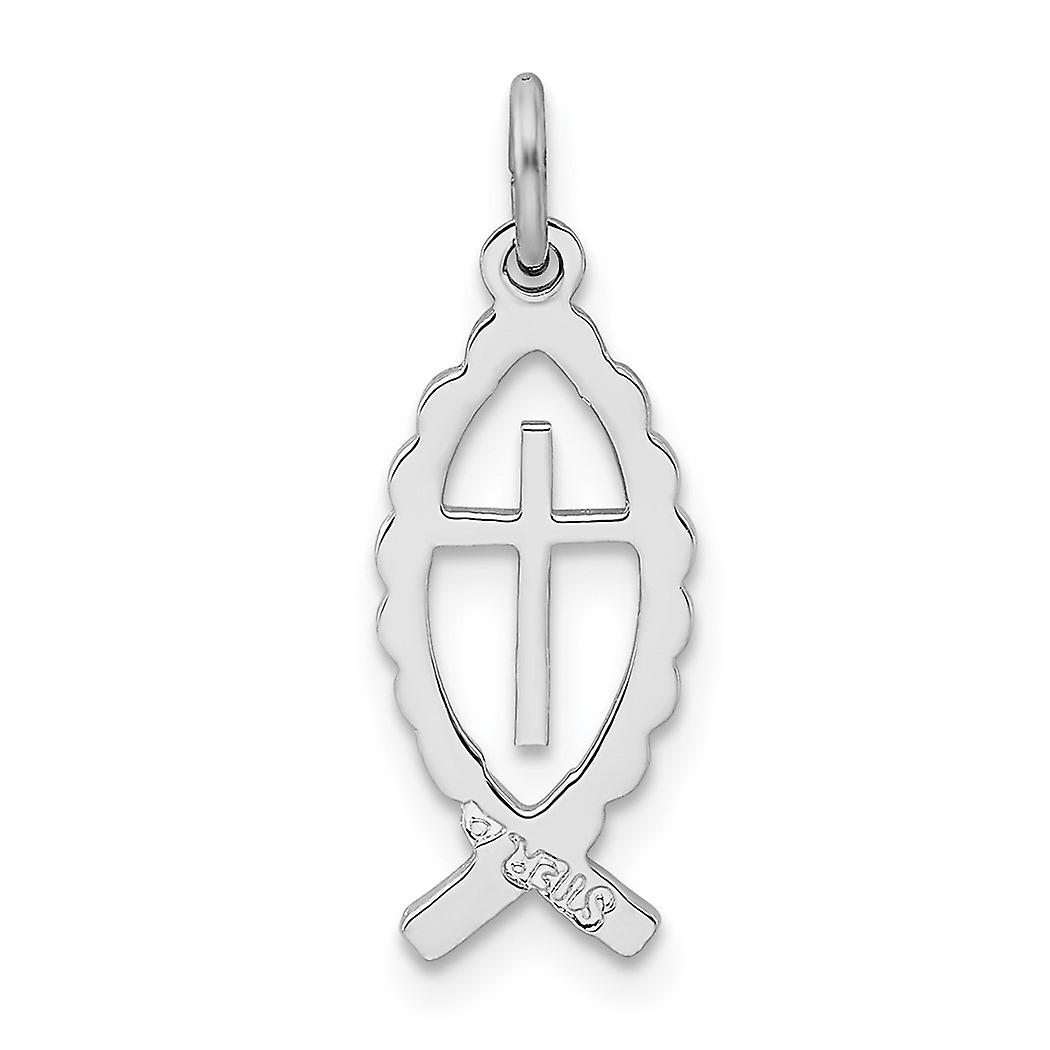 925 Sterling Silver Solid Polished Ichthus Animal Sealife Fish Charm ...