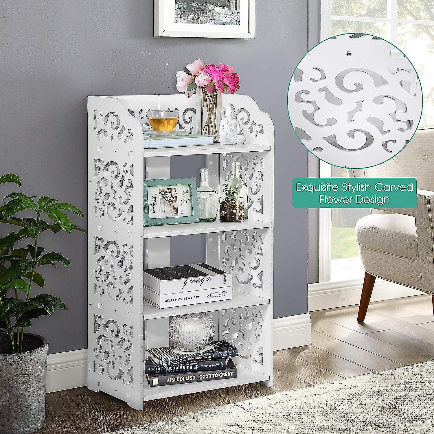 4 Tier Shoe Rack, Hollow Out Shoe Racks Storage Cupboard, Modern ...