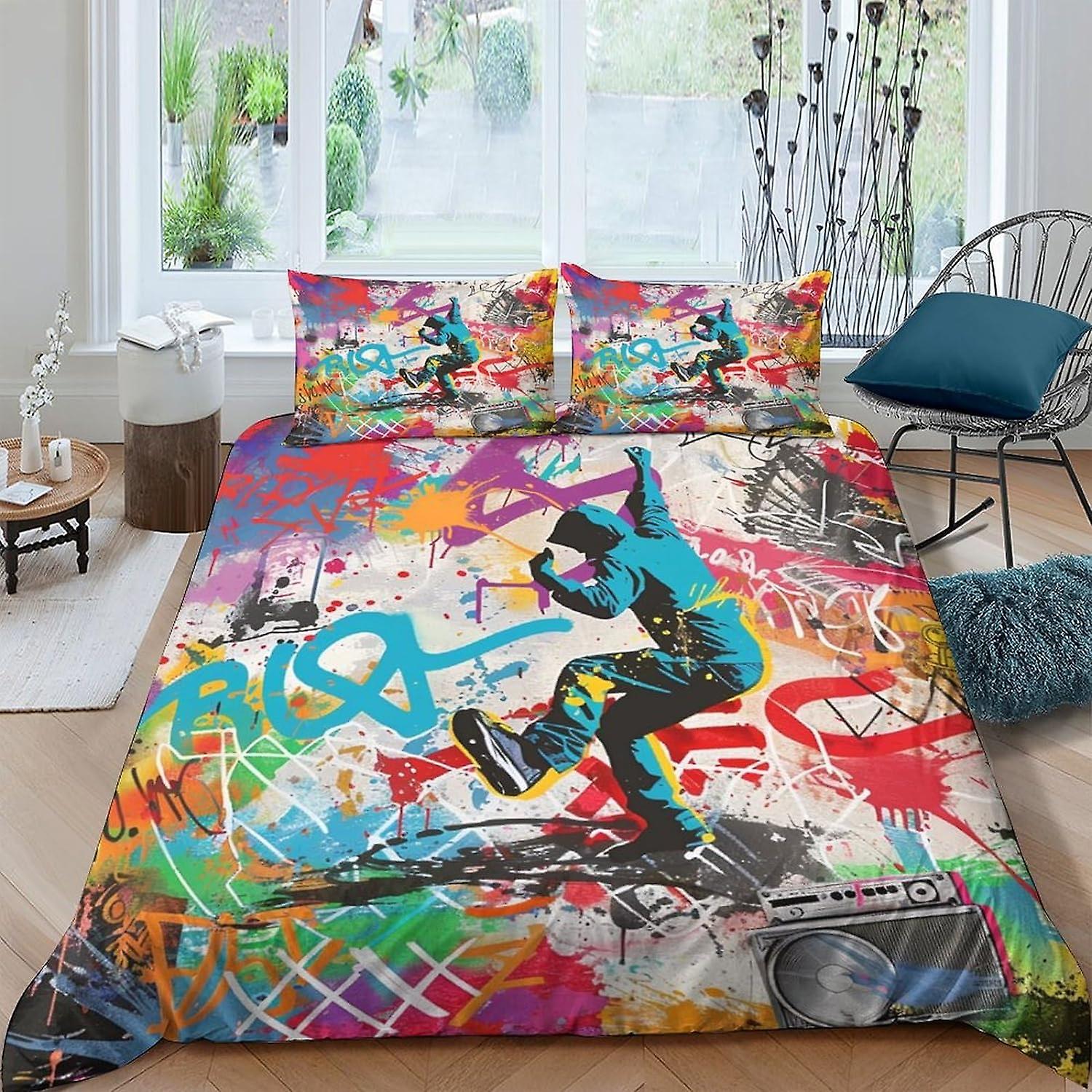 Graffiti Style Quilt Cover Duvet Cover for Boys Girls Comforter Covers ...