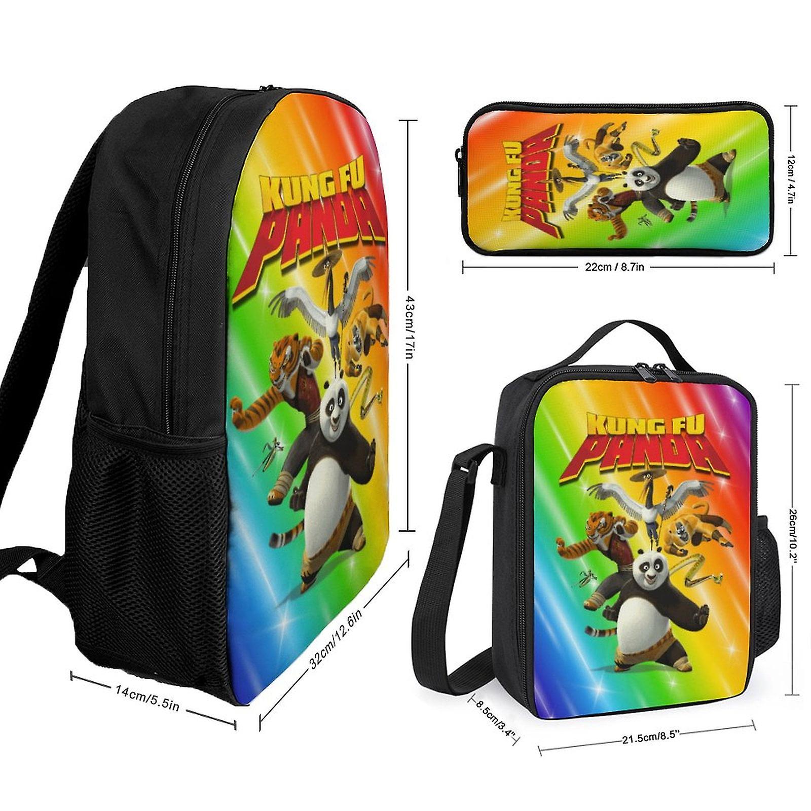 Kung Fu Panda Backpack With Lunch Bag Pencil Bag 3D Printing Cartoon ...