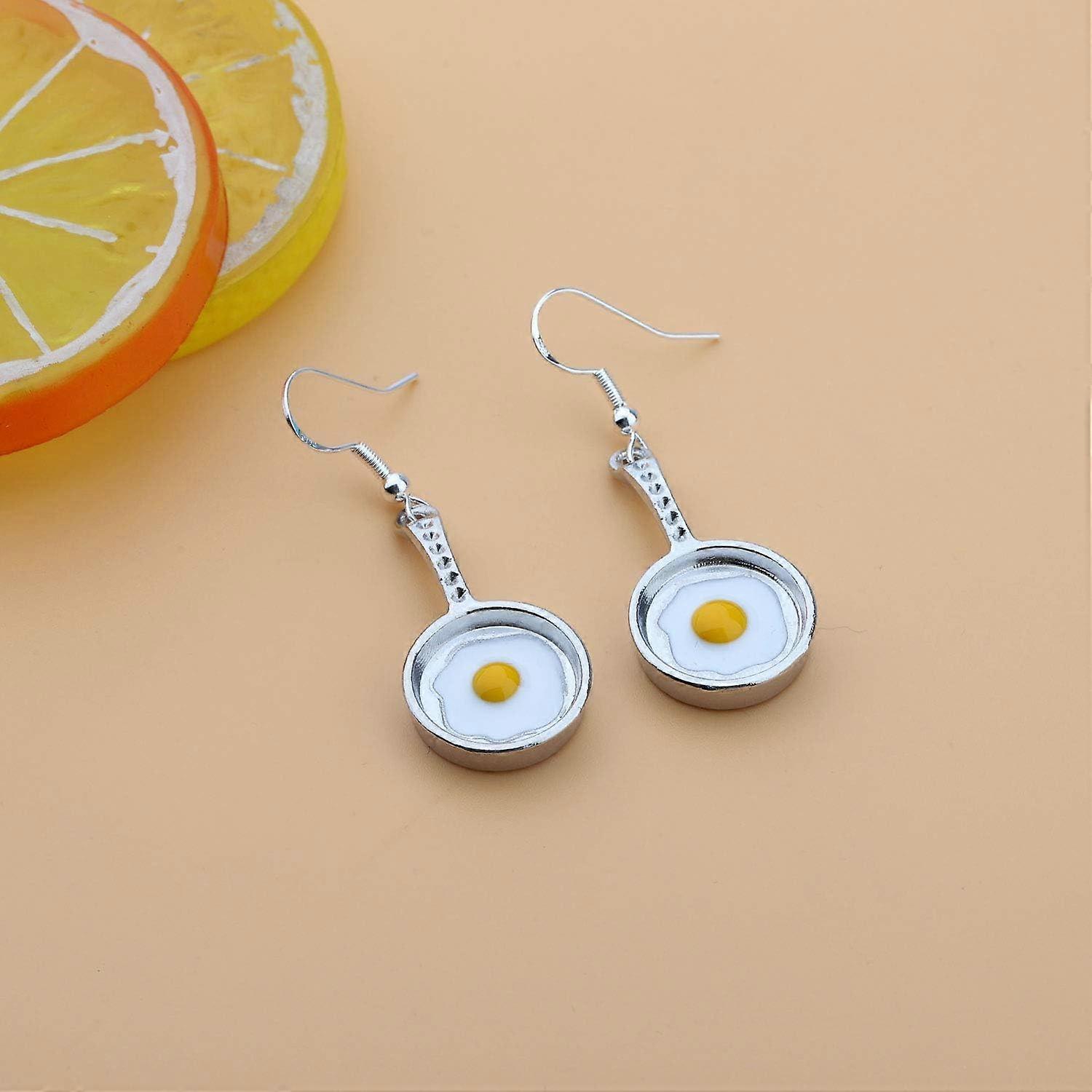 Heyone Cooking Baking Chef Charms Earrings Frying Pan Fried Egg Dangle ...
