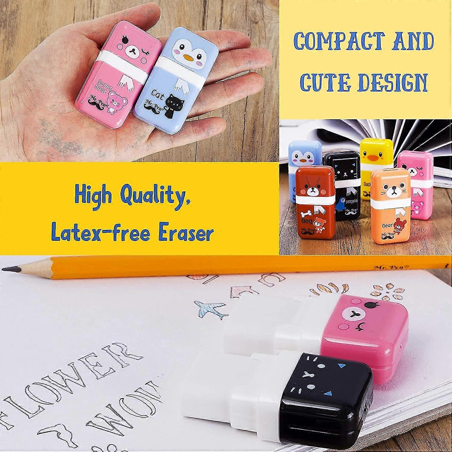 Erasers For Kids, 6 Pack, Eraser With Cover And Roller, School Supplies ...