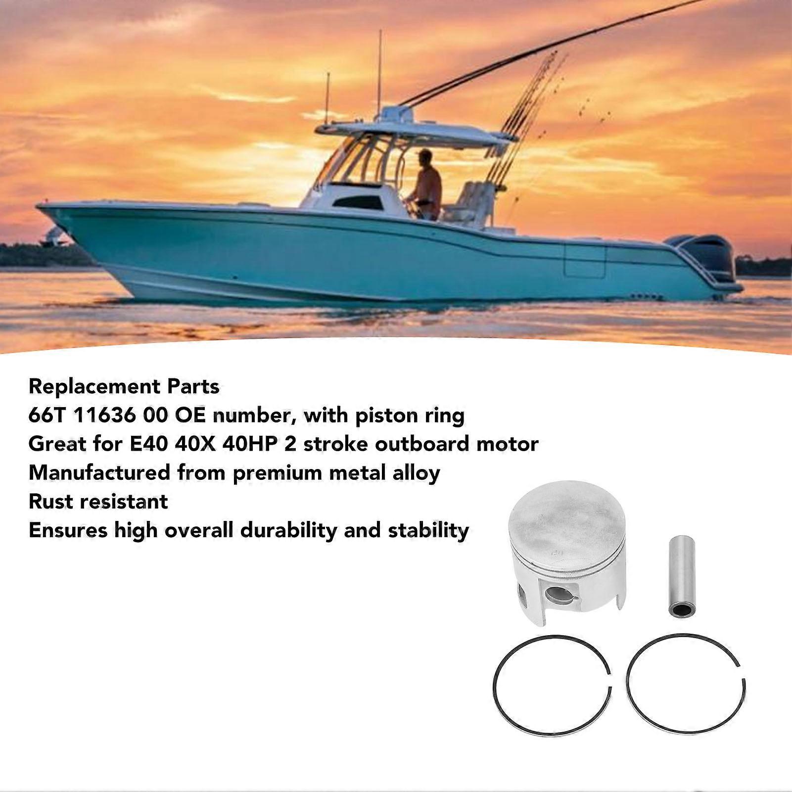 Outboard Piston Ring Kit Metal Alloy 66T 11636 00 for E40 40X 40HP 2 ...