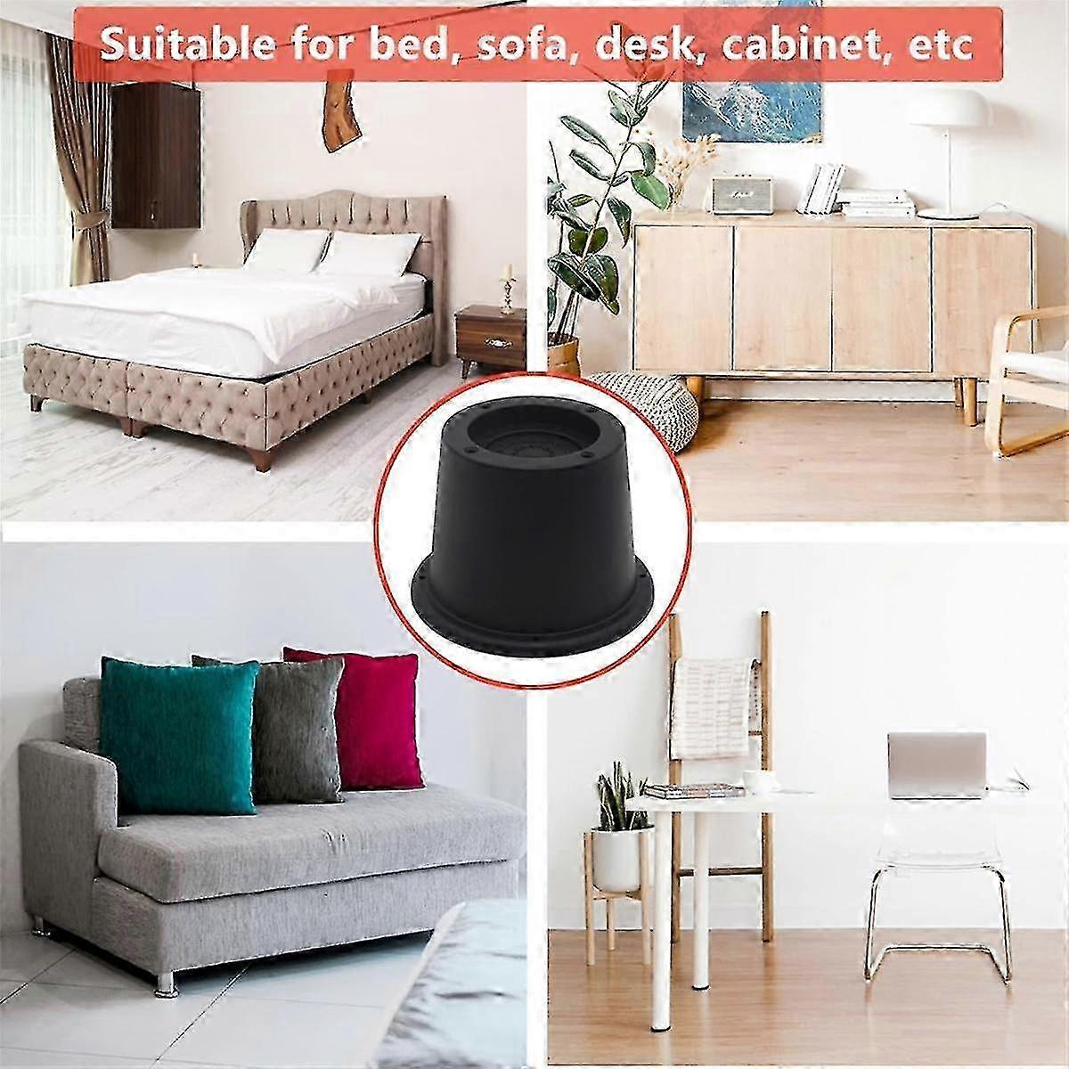 6Pack Furniture Risers Black Bed Risers 2.3 Inch Bed Lifts Risers for ...