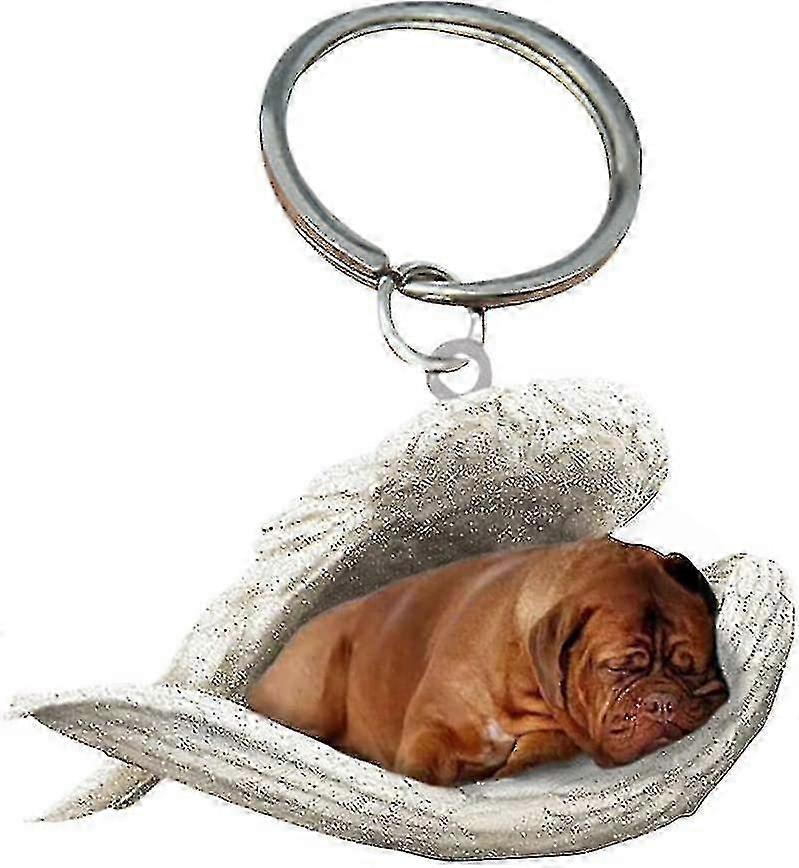 Cute Sleeping Dog Acrylic Keychain Angel Pendant Car Interior Hanging ...