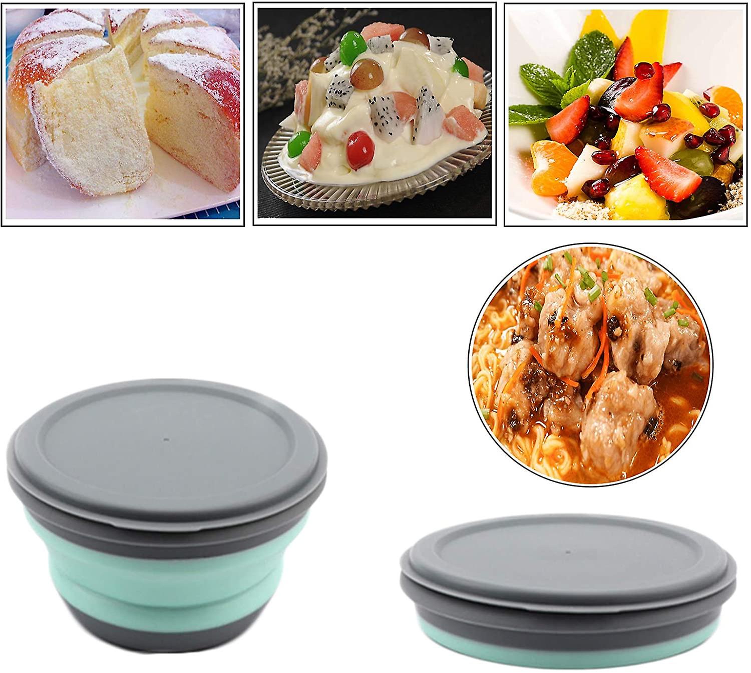 Folding Bowl With Lid, Silicone Portable Foldable Bowl Camping 3 Pcs ...