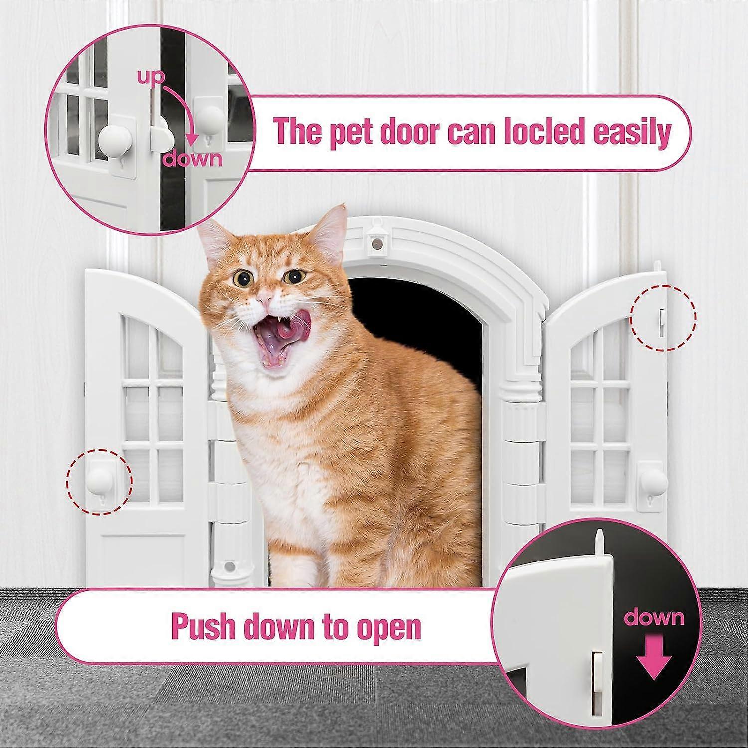 French Cat Door, Stylish No-Flap Cat Door Interior Door for Cats Up to ...