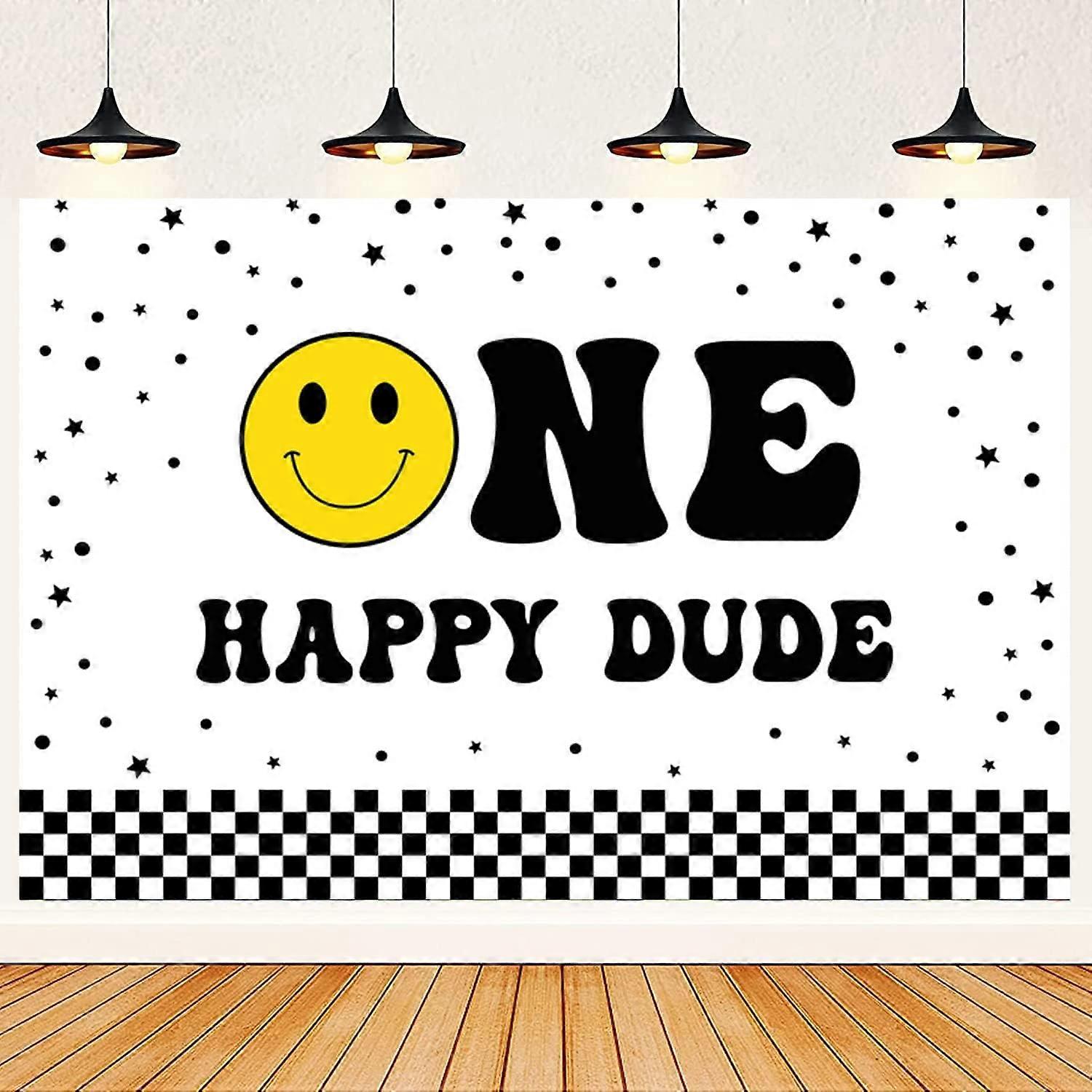 One Happy Dude Kids Birthday Backdrop for Smiley Face 1st Birthday ...