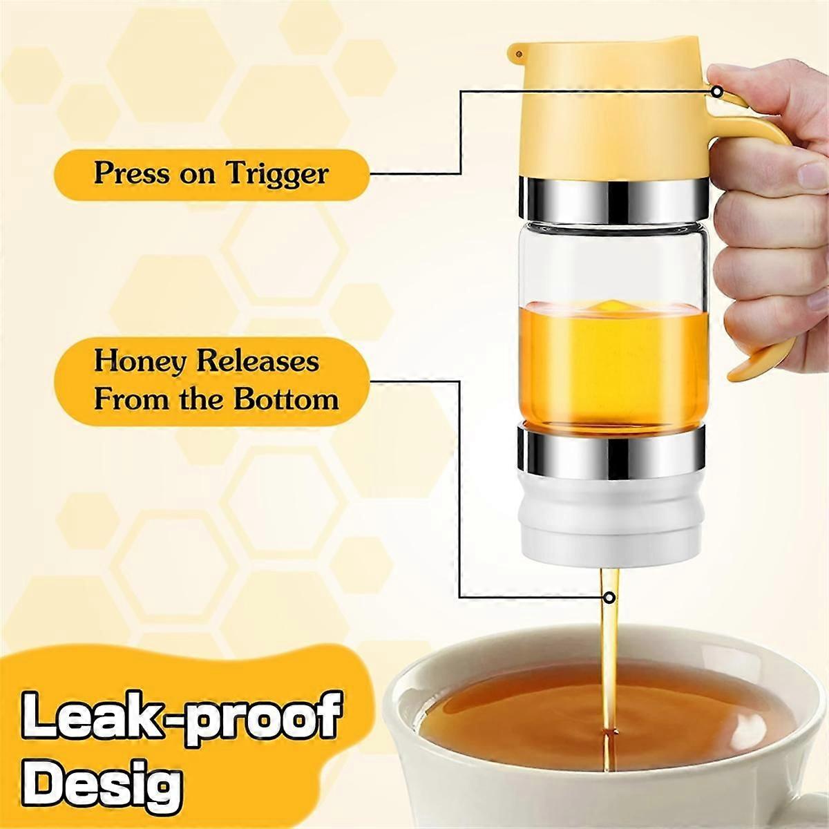 Honey Dispenser Jar, 10 Oz No Drip Glass Honey Dripper with Handle ...