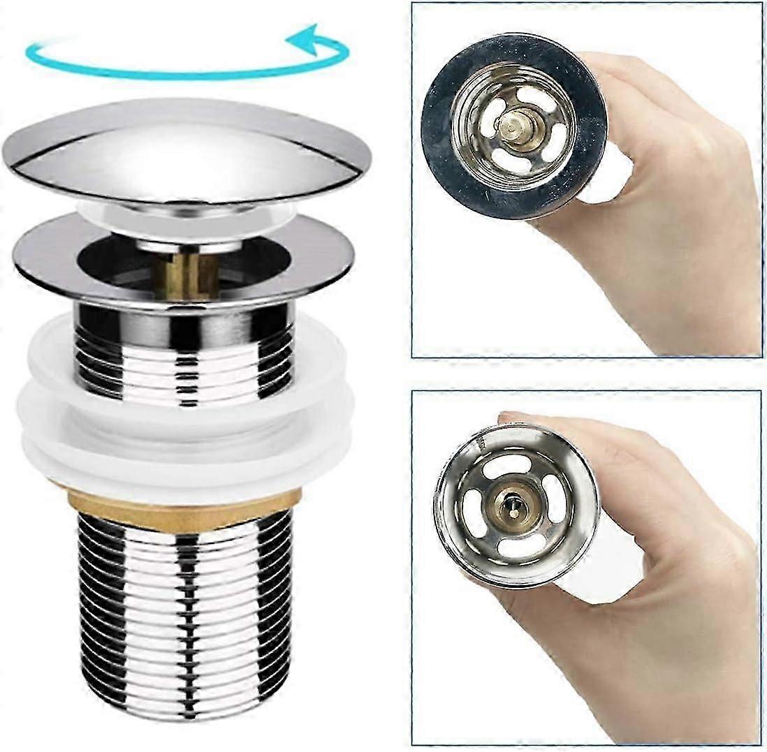 Spring drain for washbasin - click-clack pop-up drain with push button ...