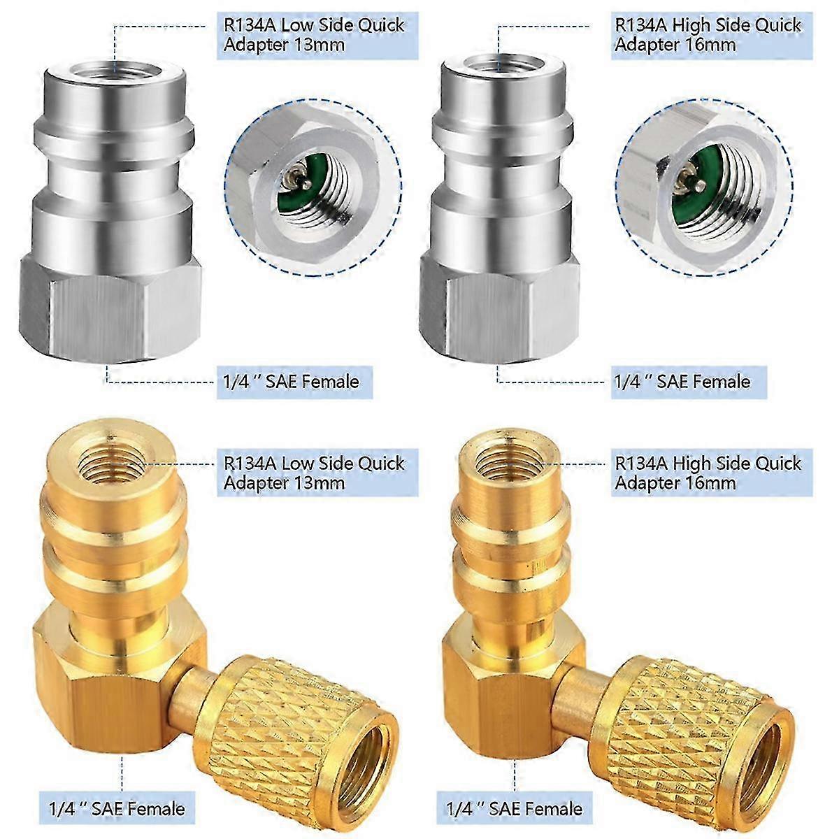 R12 to R134A AC Fitting Conversion Adapter Kit, Quick Coupler Valve ...