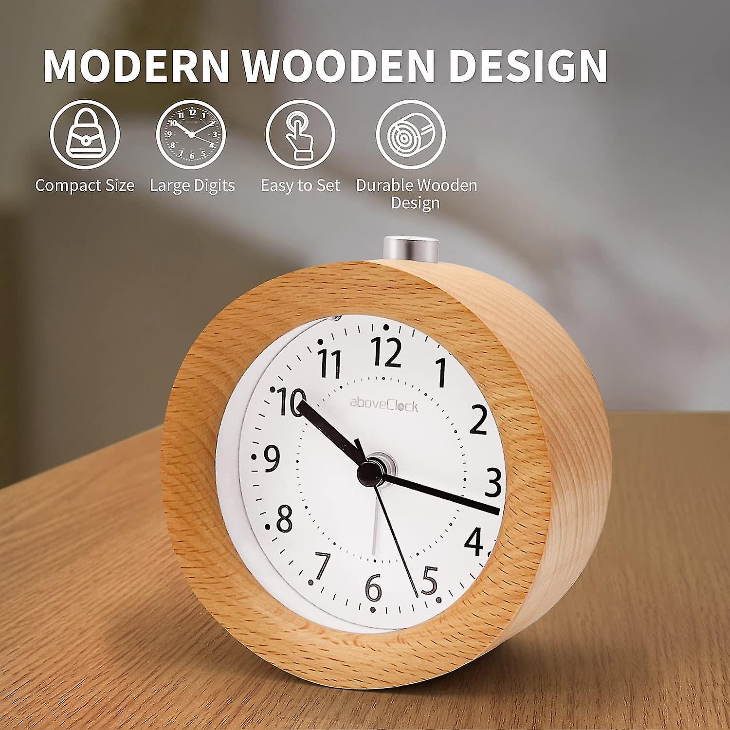 Alarm Clock Analogue Without Ticking, Alarm Clock Wood With Snooze ...