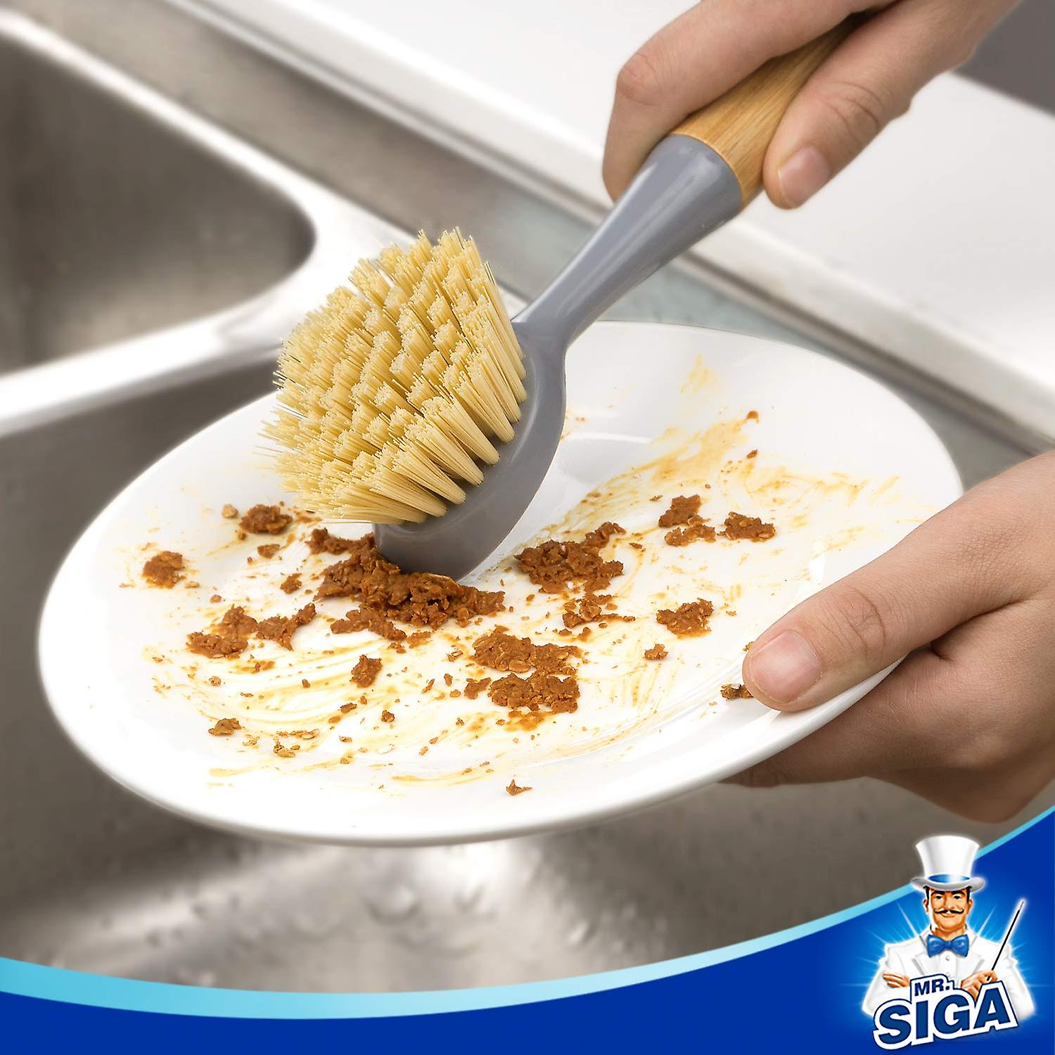 2023 - Dish Brush Integrated Scraper With Bamboo Handle, Scrubbing ...