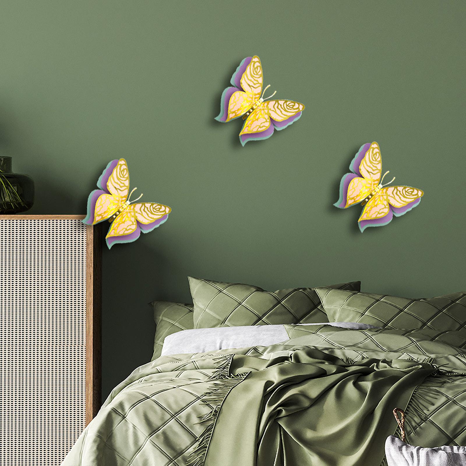 3d Wall Butterfly Sticker Bead Glitter Wallpaper Decal Insect Art Decal ...