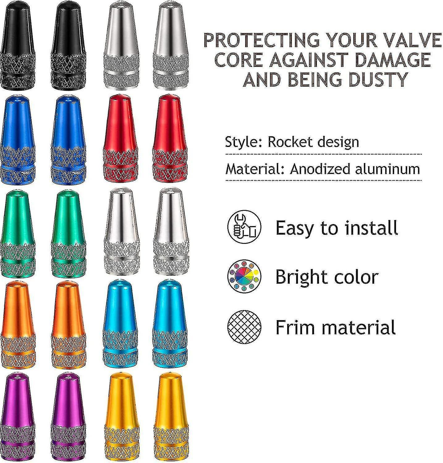 40 Pieces Bicycle Presta Valve Caps Multicolor Anodized Aluminum Presta ...