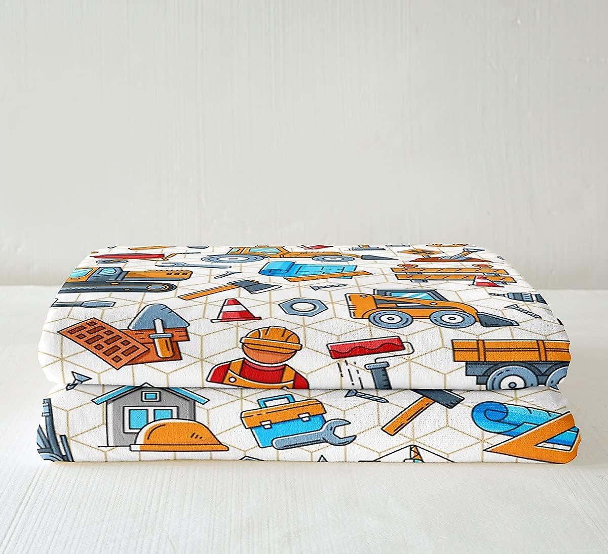 Barn Tecknad Konstruktion Fordon Kasta Filt Pojkar Grävmaskin Sherpa ...