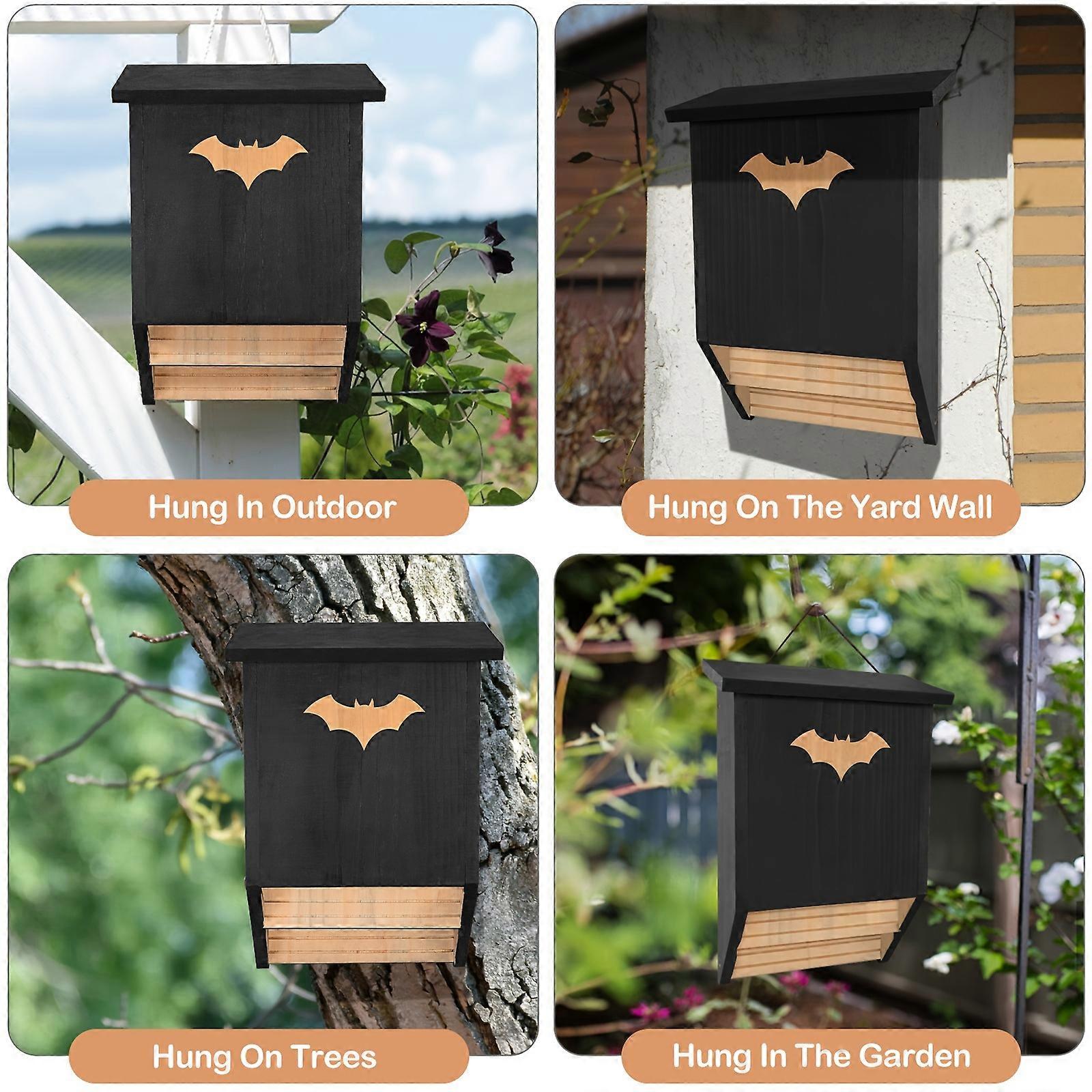 Bat House For Outdoors, Large Wooden Double Chamber Bat Box For Outside ...
