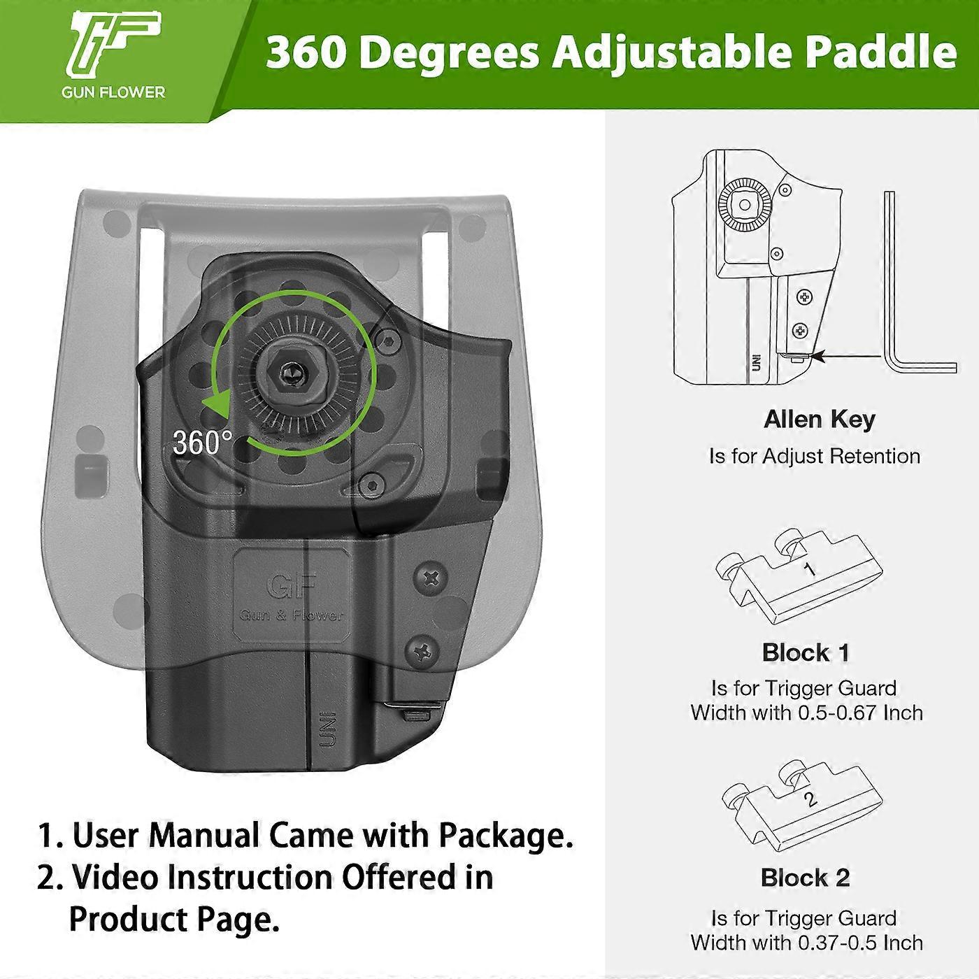 Gun&flower Tactical Owb Universal Holster Military Gun Holster Fits For ...