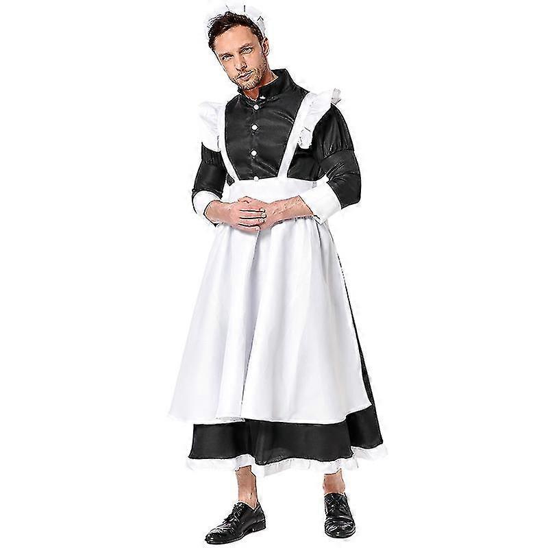 Maid Costume For Men Women Appealing Set Stage Waiter Costumes Big ...