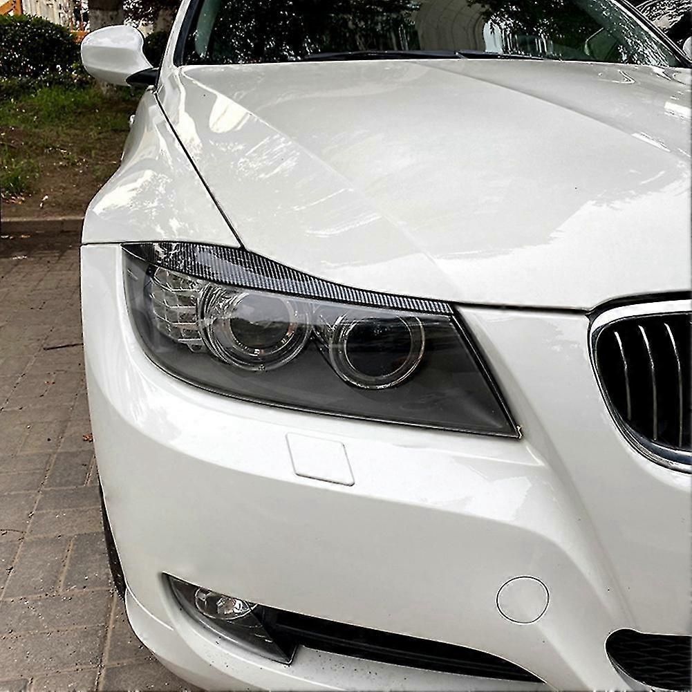 Car Carbon Fiber Headlights Eyebrows Eyelids Cover Eyelash Head Light ...
