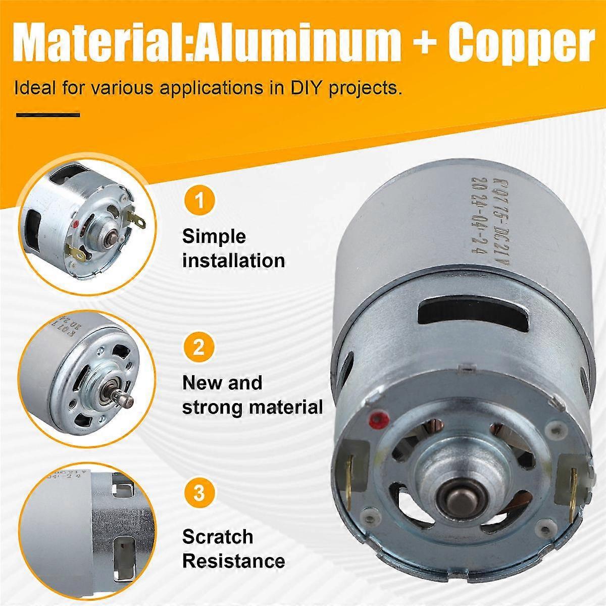 775 DC 21V Small Brush Motor High-Speed Silent Motor High-Power Dual ...