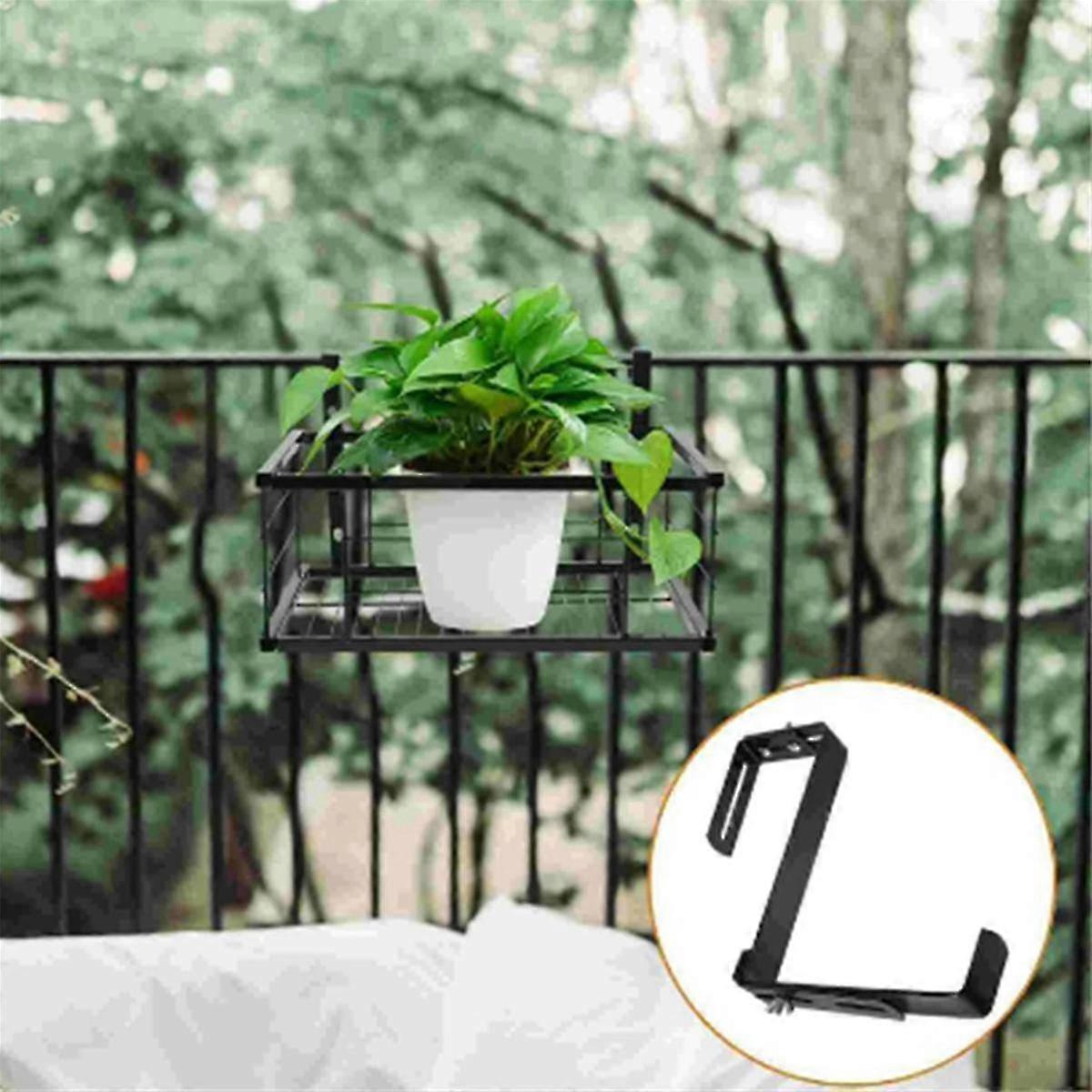 2 Pcs Balcony Railing Hanging Flower Pot Hook Planter Hanger Adjustable ...