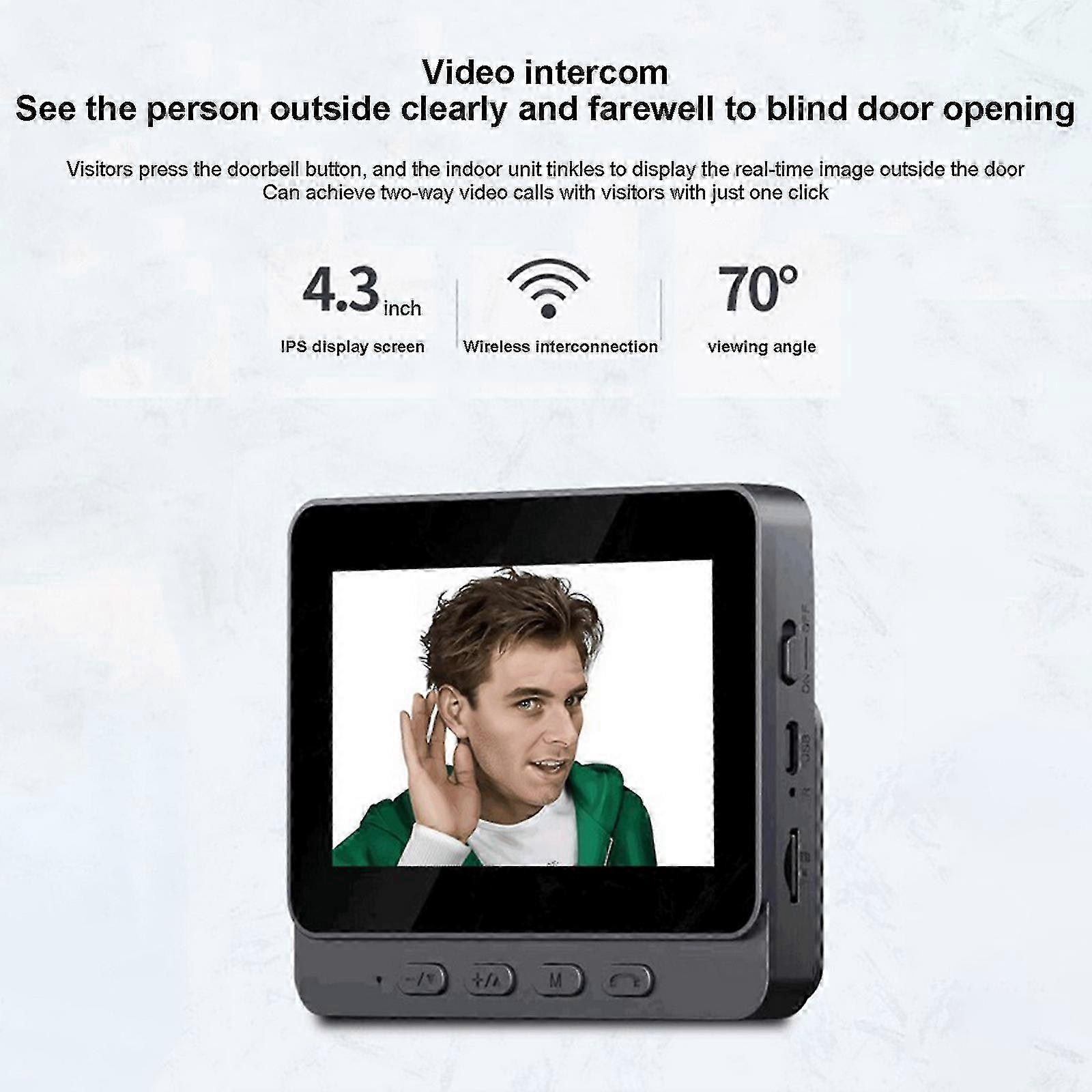 Intelligent Visual Doorbell, Wireless Visual Doorbell, 4.3 Inch Display ...